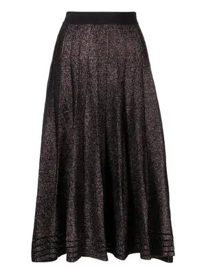 KARL LAGERFELD Metallic-Effect Pleated Midi Skirt