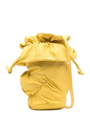 Yohji Yamamoto Leather Gathered-detail Bucket Bag - Yellow