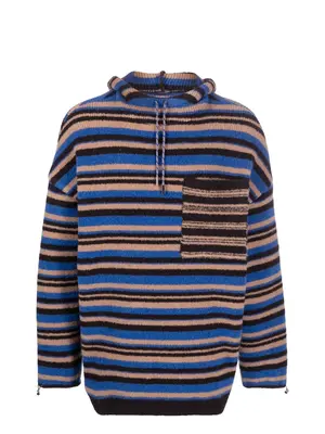 Jacquemus Striped Knitted Hoodie - Blue