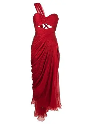 MARIA LUCIA HOHAN Amelia Cut-out Detail One-shoulder Gown - Red