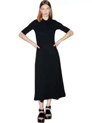 Rosetta Getty Mercerized Cotton Jersey Polo Dress - Black