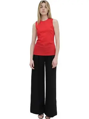 Rosetta Getty Wide Leg Pleat Front Pant - Black
