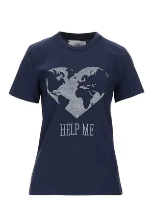 Alberta Ferretti Printed Organic Cotton T-Shirt Dark Blue