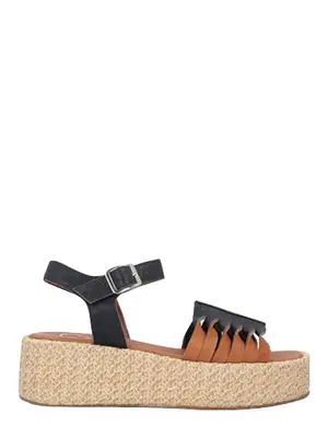 OROSCURO Leather Wedge Sandals Blue