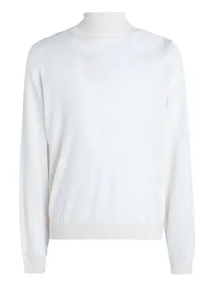 BOSS Turtleneck Virgin Wool Sweater - White