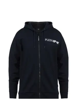 PLEIN SPORT Fleece Sweatshirt With Metallic Print Blue