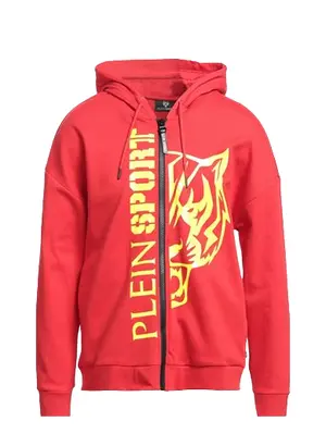 PLEIN SPORT Printed Zip-Up Hoodie Red