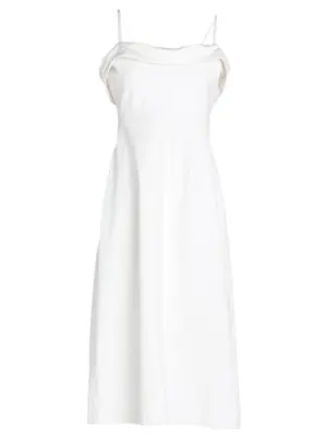 NOSTRASANTISSIMA Midi Flared Denim Dress White