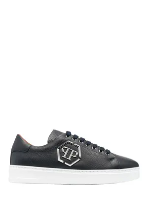 Philipp Plein Leather Low-top Sneakers - Blue