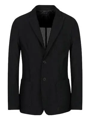 Giorgio Armani Icon Single-breasted Jacket In Technical Waffle Fabric - Black