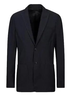 Giorgio Armani Giorgio Armani Icon Single-Breasted Jacket In Technical Waffle Fabric Navy