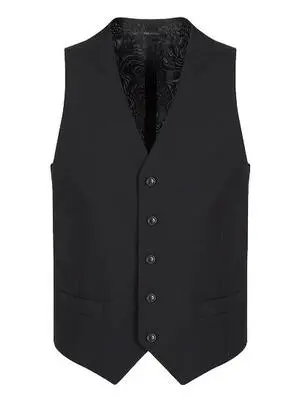 Giorgio Armani Single-breasted Waistcoat In Virgin Wool - Black