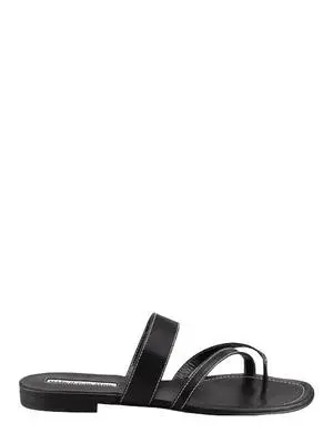 MANOLO BLAHNIK Manolo Blahnik Susa Leather Flat Sandals