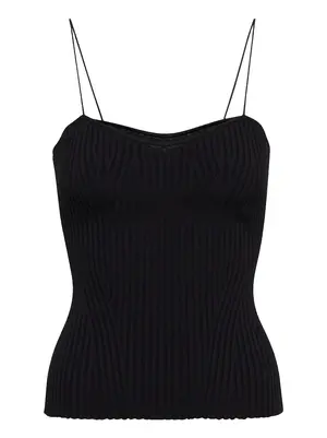 Khaite Ziggy Ribbed Top - Black