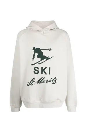 Bally Ski Graphic-print Cotton Hoodie - Neutrals
