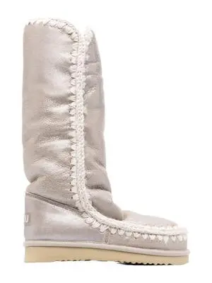 Mou Metallic Leather Boots - Neutrals