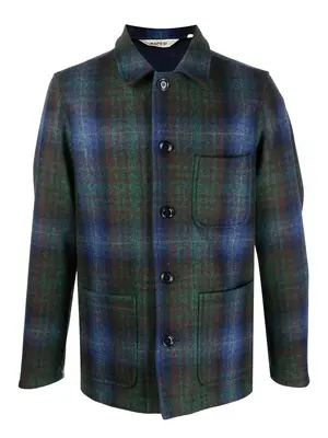 Aspesi Plaid Virgin-wool Shirt Jacket - Blue