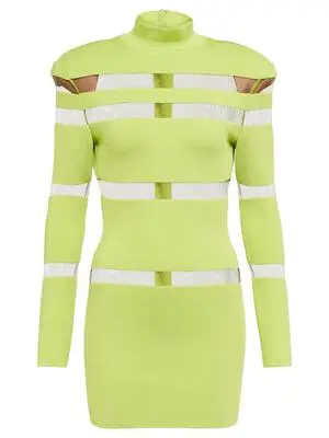 Balmain Mesh-paneled Minidress - Green