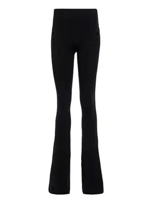 JEAN PAUL GAULTIER Cutout High-rise Flared Wool Pants - Black