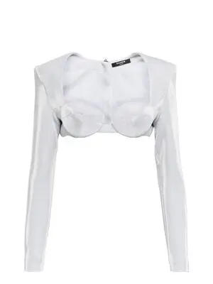 Balmain Metallic Cropped Top - Silver