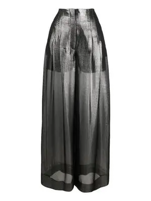 Alberta Ferretti Metallic High-waist Wide-leg Trousers - Silver
