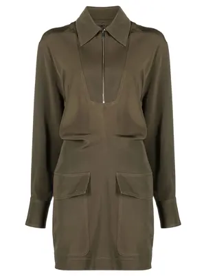 Victoria Beckham Flap-pocket Minidress - Green