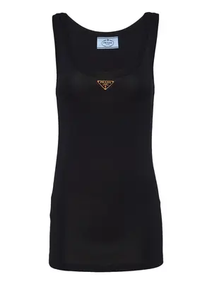 PRADA Prada Ribbed-Knit Jersey Tank Top