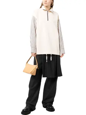 Goen.j Striped Layered Poplin Shirt-sweatshirt - White