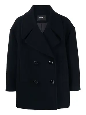 Goen.j Double-breasted Pea Coat - Blue