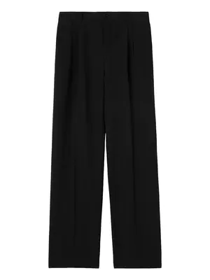 Burberry Wide-leg Pleated Trousers - Black