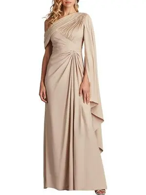 Tadashi Shoji Ember One-shoulder Gown - Champagne