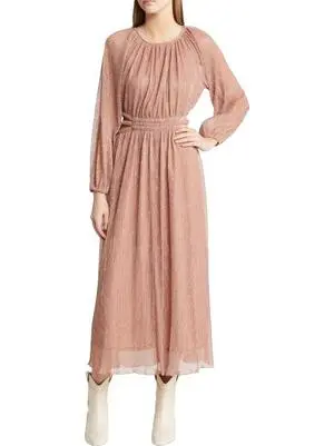 MOON RIVER Tiered Balloon Sleeve Shirred Maxi Dress
