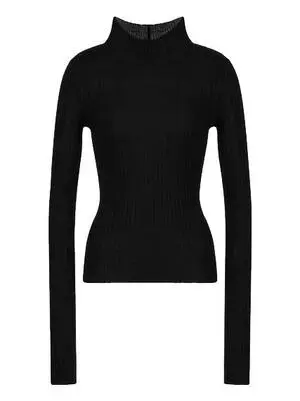 Giorgio Armani Neve Ribbed Cashmere Mock-neck Jumper - Black