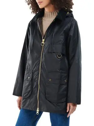 Barbour Highclere Hooded Waxed Jacket Navy