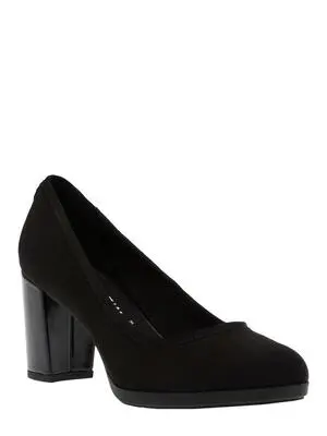 Anne Klein Castana Round-toe Pump - Black Stretch