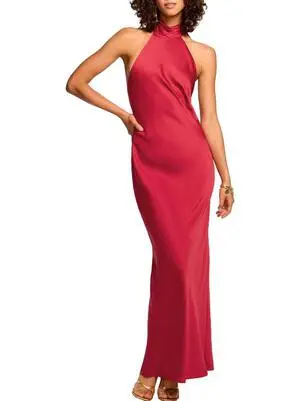 Ramy Brook Ramy Brook Tatiana Halter Neck Gown Ruby