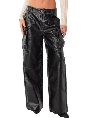 EDIKTED EDIKTED Faye Faux Leather Cargo Pants