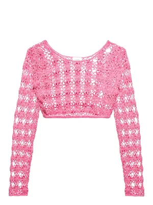 Anna Kosturova Bella Crochet Crop Top - Pink