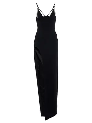 David Koma Mesh-paneled Gown - Black
