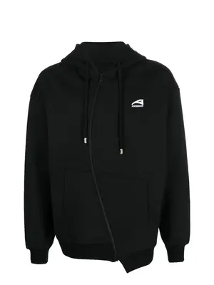 ADER ERROR Curved-zip Long-sleeve Hoodie - Black