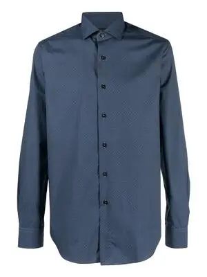 DELL'OGLIO Long-sleeve Button-up Shirt - Blue