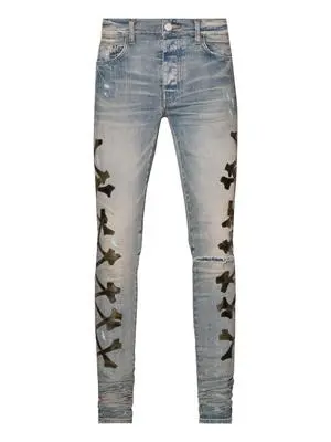 Amiri Camo Bones Skinny Jeans - Blue