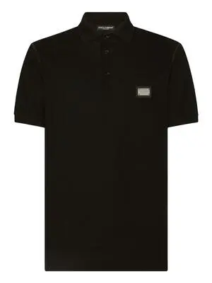 DOLCE & GABBANA Logo-tag Piqué Polo Shirt