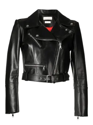 ALEXANDER MCQUEEN Alexander McQueen Cropped Leather Biker Jacket
