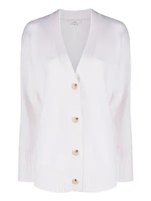 Vince Weekend V-neck Ribbed Cardigan - White
