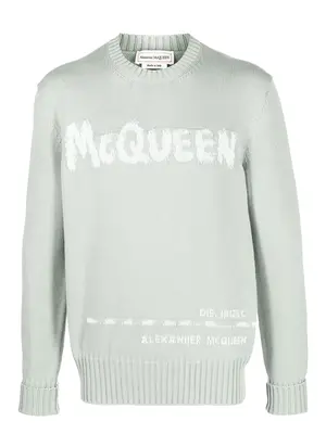Alexander McQueen Alexander McQueen Intarsia-Knit Logo Sweater Green
