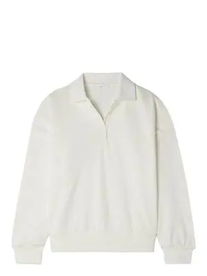 THE ROW Essentials Corzas Cotton-terry Polo Top - Cream
