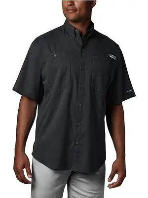 Columbia Tamiamitm Ii S/s Men's Short Sleeve Button Up Bright Nectar Black