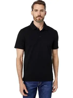 Vince Garment Dye Short Sleeve Polo Men's Clothing Optic White Black