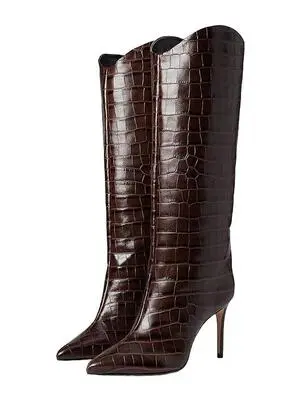 Schutz Leopard Print High Heel Stiletto Boots - Brown